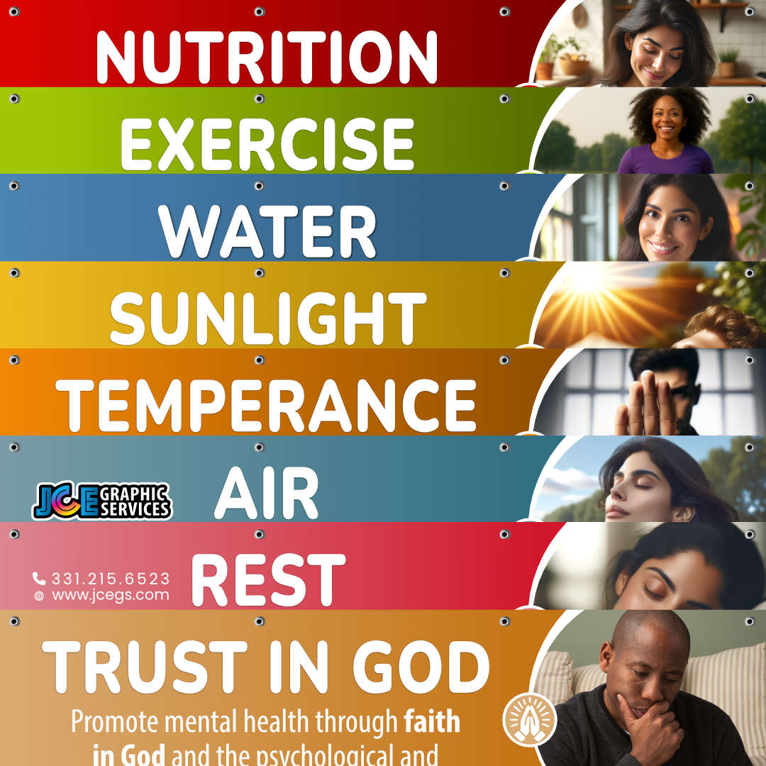 God's 8 Laws of Health – Vinyl Banner Set 84"x24" (horizontal) - JCE ...