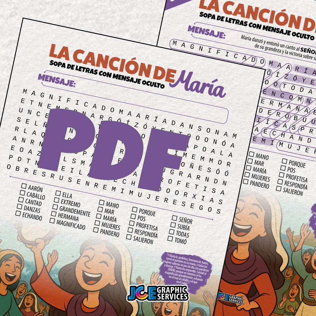 La canción de María – Sopa de letras con mensaje oculto - JCE Graphic ...