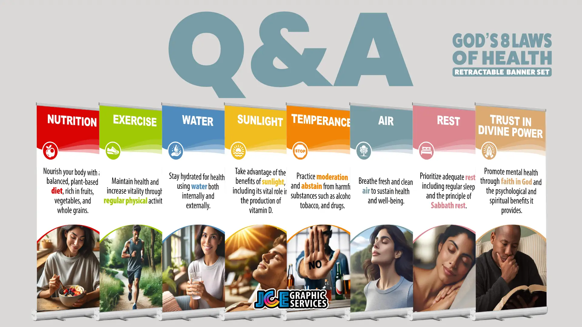 God's 8 Laws of Health Banners Q&A - JCE