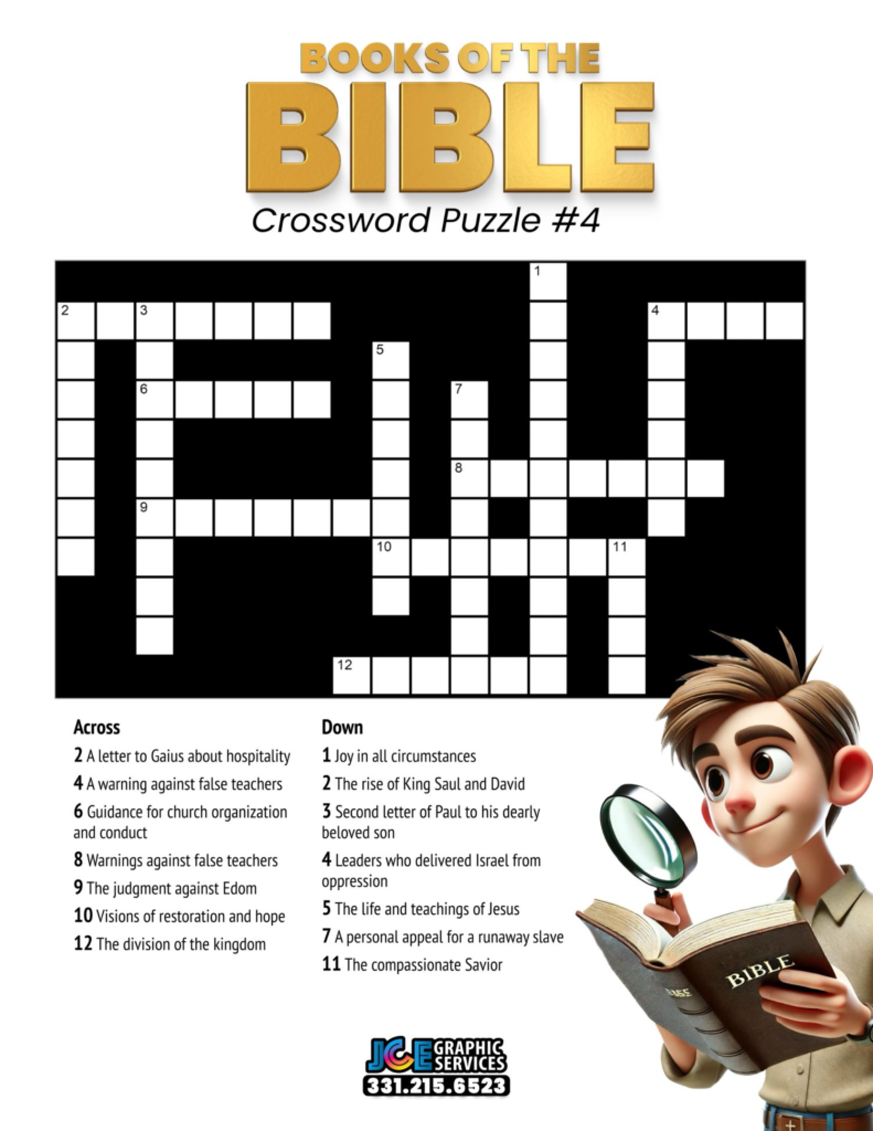Books of the Bible Crossword: Puzzle Number Four - JCE Graphic Services