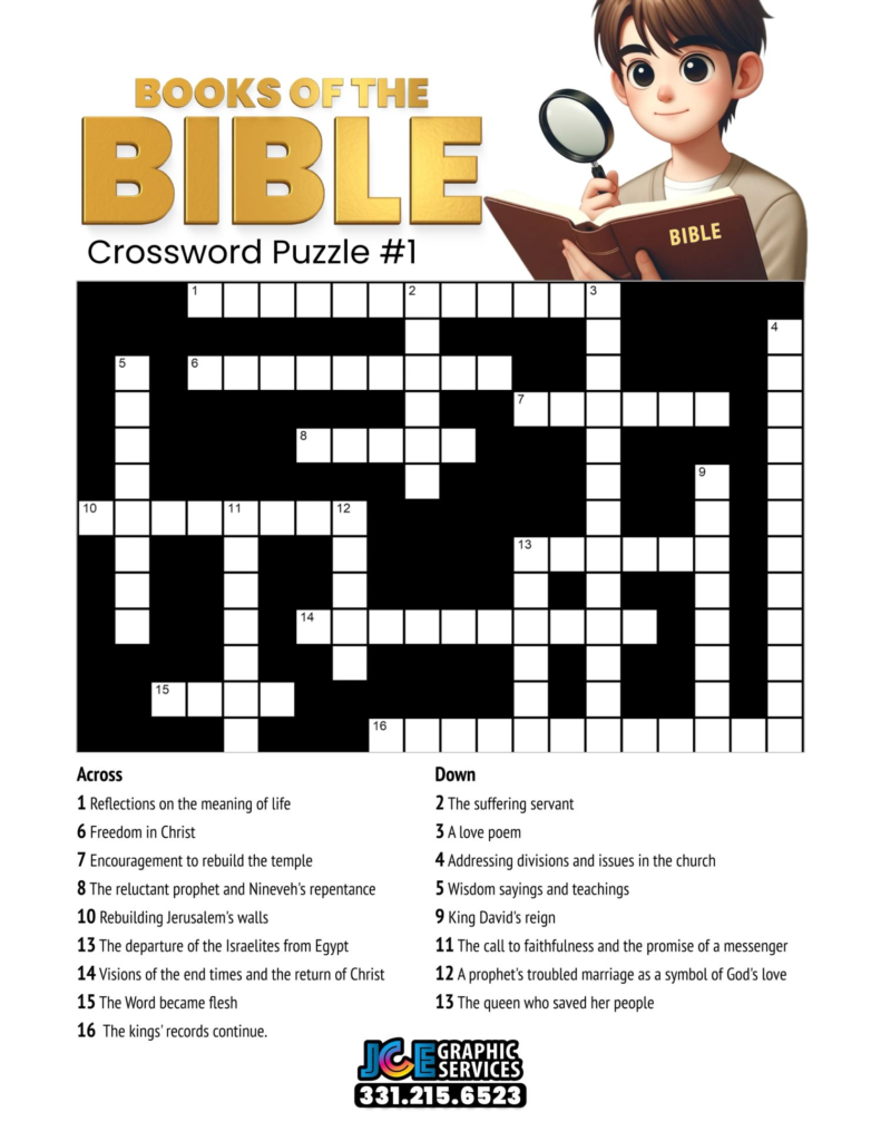 Books of the Bible Crossword: Puzzle Number One - JCE Graphic Services