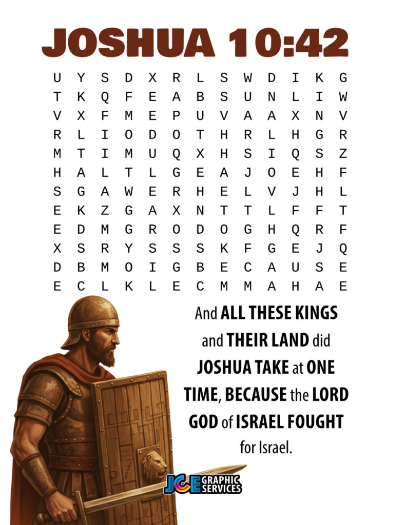 Joshua 10:42 Word Search Puzzle - JCE Graphic Services